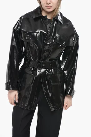 Saint Laurent Trenchcoat aus beschichtetem Baumwollstoff mit Lackeffekt Saint Laurent