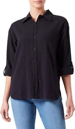 Only Onltizana WVN Chemisier &agrave; Manches Longues en Coton pour Femme L/S, Noir, XXS