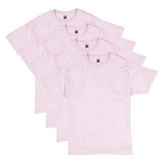 Hanes Short Sleeve Pack, Essentials Crewneck Cotton T-Shirt, 4 Or 6 Pack Chemise, Rose pâle, L (Lot de 4) Homme