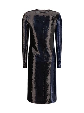 Tom Ford Womens Two-Tone Sequin Dress Royal Blue + Brown Polyamide; Elastane