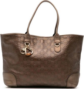 Gucci sac cabas métallisé Heart bit à motif Guccissima (2016-2025) - Marron