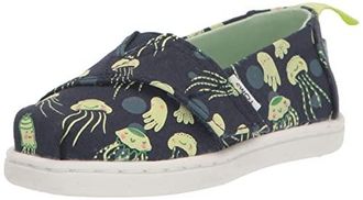 Toms Mocassins Plats Classiques Alpargata pour garçon, Méduse phosphorescente Bleu Marine, 4 UK Child