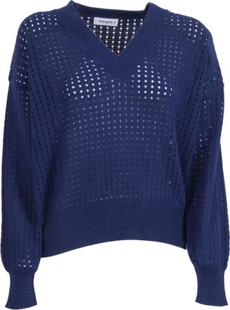 KANGRA Femme, Pulls, Bleu, Taille: 40 FR Pullover a Rete Manica Lunga