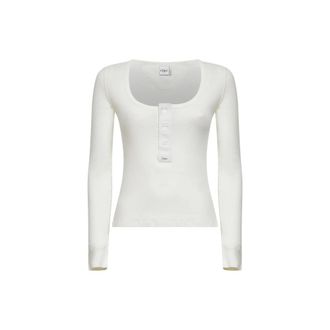Chlo&eacute; Scoop-neck Henley Shirt - - Tops - Damen - Wei&szlig; - M