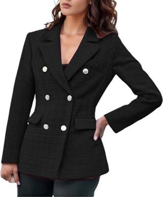 Generic Vestes pour femmes &agrave; double boutonnage, mi-longue, &eacute;l&eacute;gante et d&eacute;contract&eacute;e, pour un usage quotidien, couleur pure, manteau &agrave; manches longues, tenue p