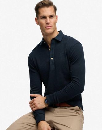 Superdry Classic Preppy - Top &agrave; manches longues - Bleu marine intense