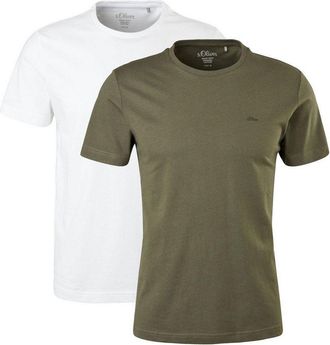 s.Oliver T-Shirt Casual (2-tlg) mit Logo, schlicht, unifarben, Basic, moderner Look im 2er Pack