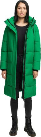 Marikoo Damen Wintermantel (XS-6XL) gesteppt, lange Form, abnehmbare Kapuze, Magnettaschen - N057 - SmaragdGreen Gr.XXL - Gr.XXL