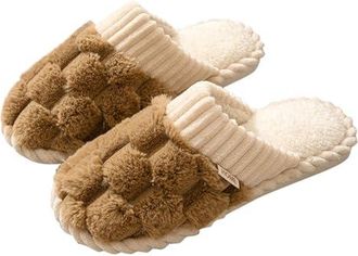 Generic Pantoufles dhiver en peluche pour homme et femme - En mousse &agrave; m&eacute;moire de forme - Antid&eacute;rapantes - Doubl&eacute;es - Pour lhiver - En peluche l&eacute;g&egrave;re - Pour l