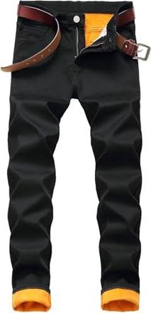 Generic Jean doublé en polaire pour homme, pantalon dhiver doublé en polaire, pantalon dhiver chaud et épais avec poches, pantalon en denim sherpa épais, chau