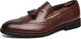 Generic Mocassins en cuir pour homme - Chaussures de smoking &agrave; enfiler pour &eacute;v&eacute;nements formels, bals, mocassins de luxe et v&ecirc;tements d&eacute;contract&eacute;s, marron, 42 