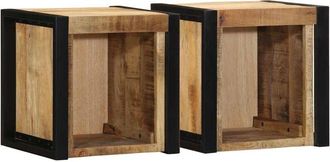 vidaXL Tables de chevet 2 pcs 40x35x40 cm bois de manguier massif brut - Vidaxl