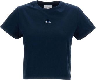 Maison Kitsun&eacute; Femme, Tops, Bleu, Taille: 36 FR Patch Baby Fox T-shirt