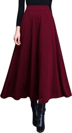 Generic Jupe Longue Fluide Femme Taille Haute- Jupe Boheme Évasé Slim Couleur Unie Trapèze A-Line Ample Décontracté Confortable Vintage Chic Et Élégants daffa