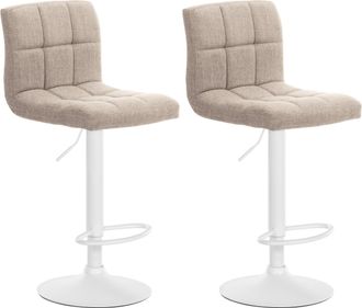 Clp 2er Set Barhocker Calma Stoff I Höhenverstellbarer Barstuhl Mit Metallgestell I Thekenhocker Mit Integrierter Fußstütze, Farbe:Creme, Material Gestell