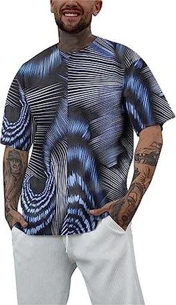 Generic Lot de t-shirts rétro à manches courtes pour homme Style hip-hop, bleu, XL