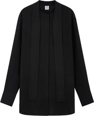 Toteme Viscose-Wool with Integrated Scarf Blouse - Black
