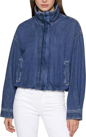 Generic Blouson bomber d&eacute;contract&eacute; en jean avec fermeture &eacute;clair pour femme, v&ecirc;tement dext&eacute;rieur l&eacute;ger pour lautomne, bleu, XS