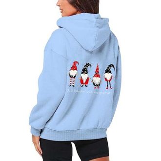 Generic Sweat &agrave; capuche de sport d&eacute;contract&eacute; &agrave; manches longues avec cordon de serrage et fermeture &eacute;clair pour femme, bleu ciel, XXL