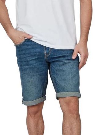 Tom Tailor Short en jean stretch pour homme - Coupe droite - Coupe ajustée - Bermuda dété - Denim - Couleur unie - Bleu - 30, 31, 32, 33, 34, 36, 38, 40, 42, Cle