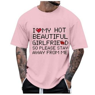 Generic T-shirt imprim&eacute; &agrave; manches courtes pour homme avec inscription &laquo; 2026 Valentines Day I Loved My Girlfriend &raquo;, rose, S