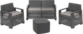 Dmora Salon de Jardin Triulzi, Ensemble Ext&eacute;rieur 4 Places, Table Basse Made in Italy, Gris Anthracite