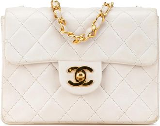 Chanel Hobo Bags - Mini Square Classic Lambskin Single Flap - Gr. unisize - in Wei&szlig; - f&uuml;r Damen