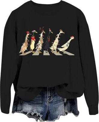 Generic Sweat-shirt de No&euml;l pour femme Motif animal de No&euml;l Amoureux de la ferme, Noir, XXL