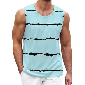 Generic D&eacute;bardeurs ray&eacute;s pour hommes d&eacute;t&eacute; de couleur unie assortie imprim&eacute;s loisirs vacances d&eacute;bardeur sans manches pour hommes chemises sans manches, bleu, 3