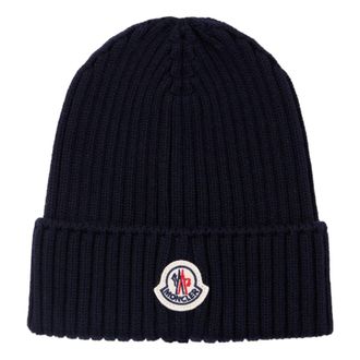 Moncler Wollm&uuml;tze mit Web-Patch - - Accessories - unisex - Schwarzk - ONE SIZE