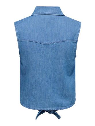 Only Jeansbluse ONLBRIAR S/L PEARL KNOT SHIRT DNM QYT Baumwolle