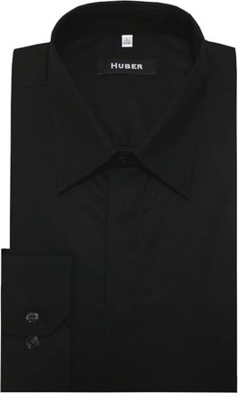 Huber Hemd Kentkragen und verdeckte Knopfleiste schwarz 4XL