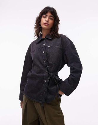 Asos Oversize-Jeanshemd in verwaschenem Schwarz