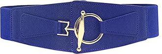 Generic Ceinture de taille sauvage tendance pour femme avec boucle de ceinture large &eacute;lastique pour robe de robe pour homme, bleu, taille unique