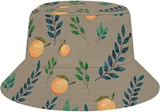 Generic Feuilles Vertes Orange (2) Chapeau De Pêcheur Pliable Chapeaux De Visière Unisexe Visière Capeline pour Loisirs Chasse Plein Air