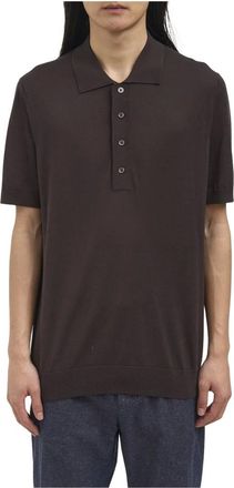Paolo Pecora Homme, Tops, Brun, Taille: M Polo en Maille de Soie