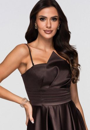 Ombre Abendkleid Tr&auml;gerloses Satinkleid mit hohem Schlitz