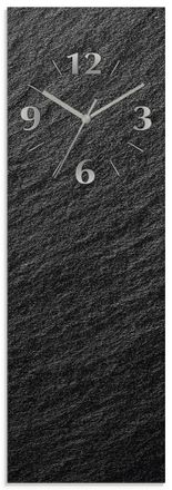 Artland Wanddeko Wanduhr ohne Tickgeräusche aus Glas Quarzuhr 20x60 cm Rechteckig Lautlos 20x60 cm Schieferoptik U1RE