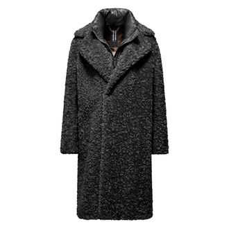 Bomboogie Femme, Manteaux, Noir, Taille: 38 FR Long Faux Fur Coat with Lapels
