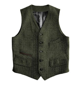 Solovedress Wolle Anzugweste Formale Regular Fit Weste Anzug Weste f&uuml;r Hochzeit Groomsmen(Army Green,XXXL)