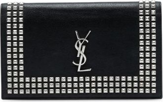Saint Laurent 2015 Monogram Clutch mit Nieten - Schwarz