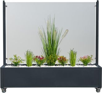 Monopol Mobiler Windschutz Pflanzkasten Sichtschutz Glas Terasse Restaurant -150cm - blickdichtes(satiniertes) Glas (Anthrazit-matt)