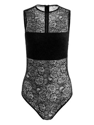 Alice & Olivia body Nichol à dentelle fleurie - Noir