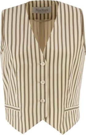 Max Mara Gilet ray&eacute; Fauno - Femme - Vestes - Beige - Taille: 36 FR