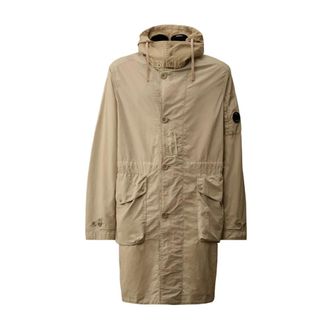 C.P. Company C.p. Company, Homme, Manteaux, Beige, Taille: S Parka en nylon avec capuche amovible