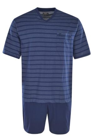 Hajo Herren Schlafanzug Set - Shorty, kurz, Kurzarm, Klima-Light, Cotton-Mix Blau 2XL