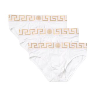 Versace Homme, Sous-v&ecirc;tements, Blanc, Taille: 3XL Slips Greek Key