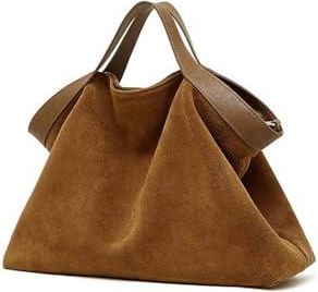 Generic Sac &agrave; main bandouli&egrave;re en cuir su&eacute;d&eacute; pour femme, avec poign&eacute;e sup&eacute;rieure, style r&eacute;tro et souple, id&eacute;al au quotidien