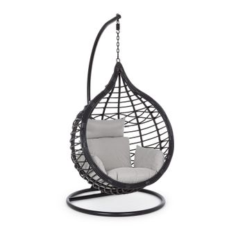 Decorspace Decorspace H&auml;ngesessel Torres f&uuml;r Garten und Veranda aus Rattan mit Kissen schwarz
