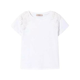 Twinset Femme, Tops, Blanc, Taille: 38 FR T-shirt &agrave; patch floral blanc